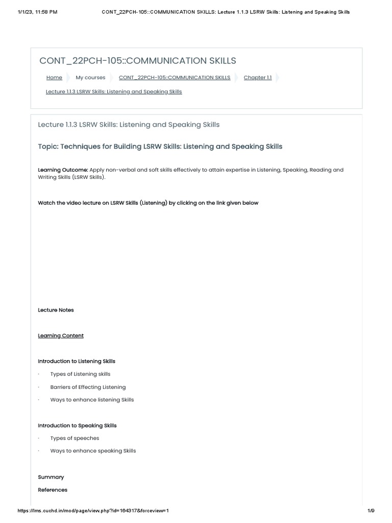 Developing Effective Listening and Speaking Skills: Techniques for Building LSRW Abilities | PDF ...