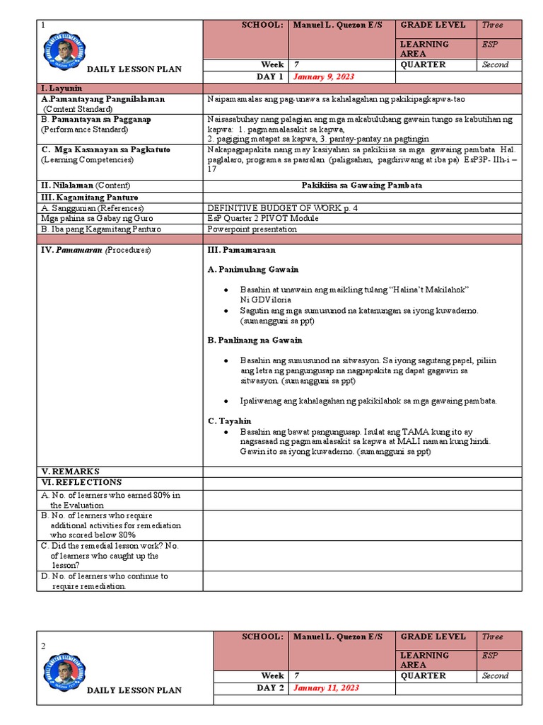 Esp DLP Q2 Week-7 | PDF