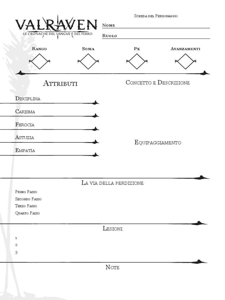 Valraven Scheda PG Editabile v3 | PDF