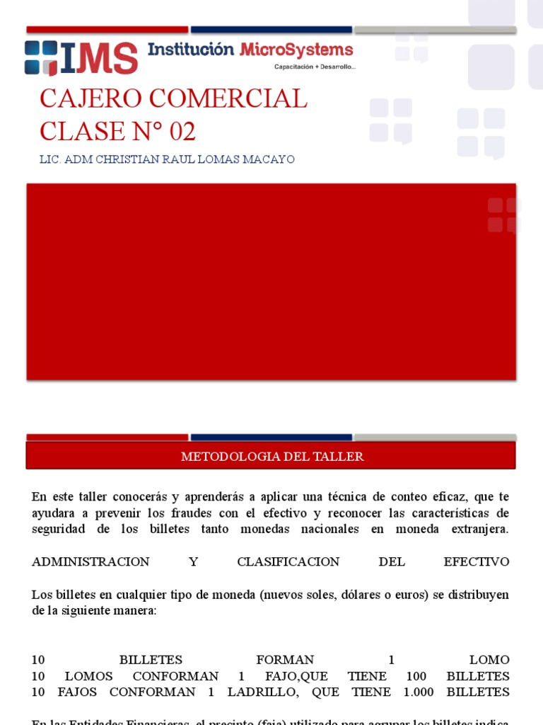Clase 02 Recuento y Organización de Efectivo | Descargar gratis PDF | Billete de banco | Dólar ...