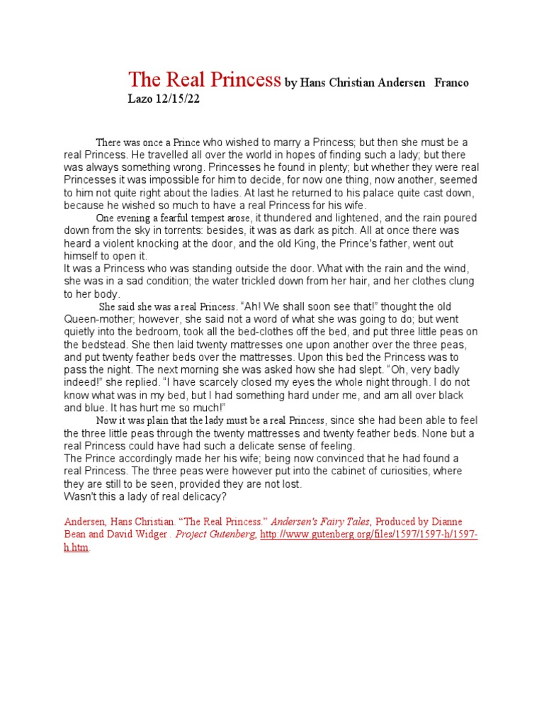 The Real Princess | PDF | Bed | Fairy Tales