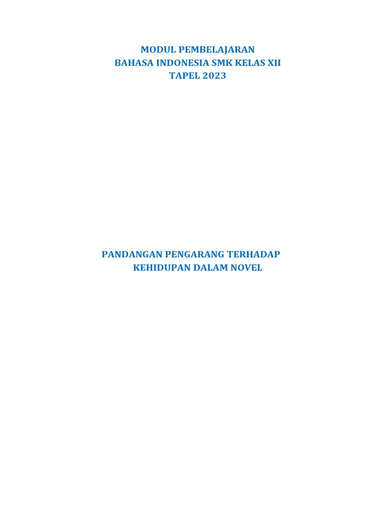 Modul Pembelajaran Teks Novel | PDF