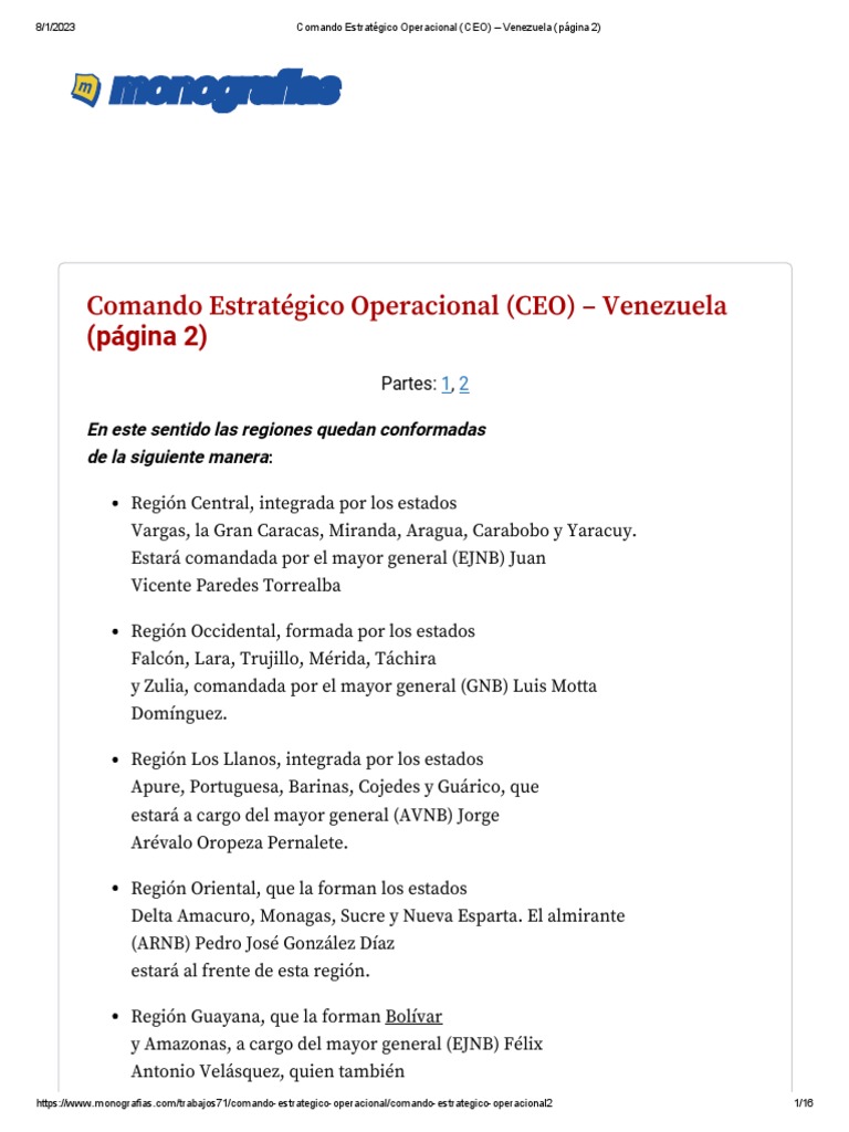 Comando Estratégico Operacional (CEO) – Venezuela (página 2) | PDF ...
