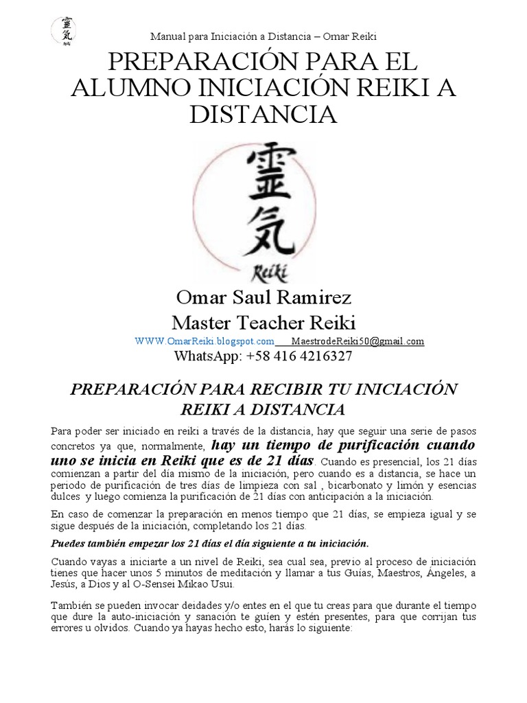 Iniciación Reiki a Distancia: Guía Práctica | PDF | Reiki | Mano