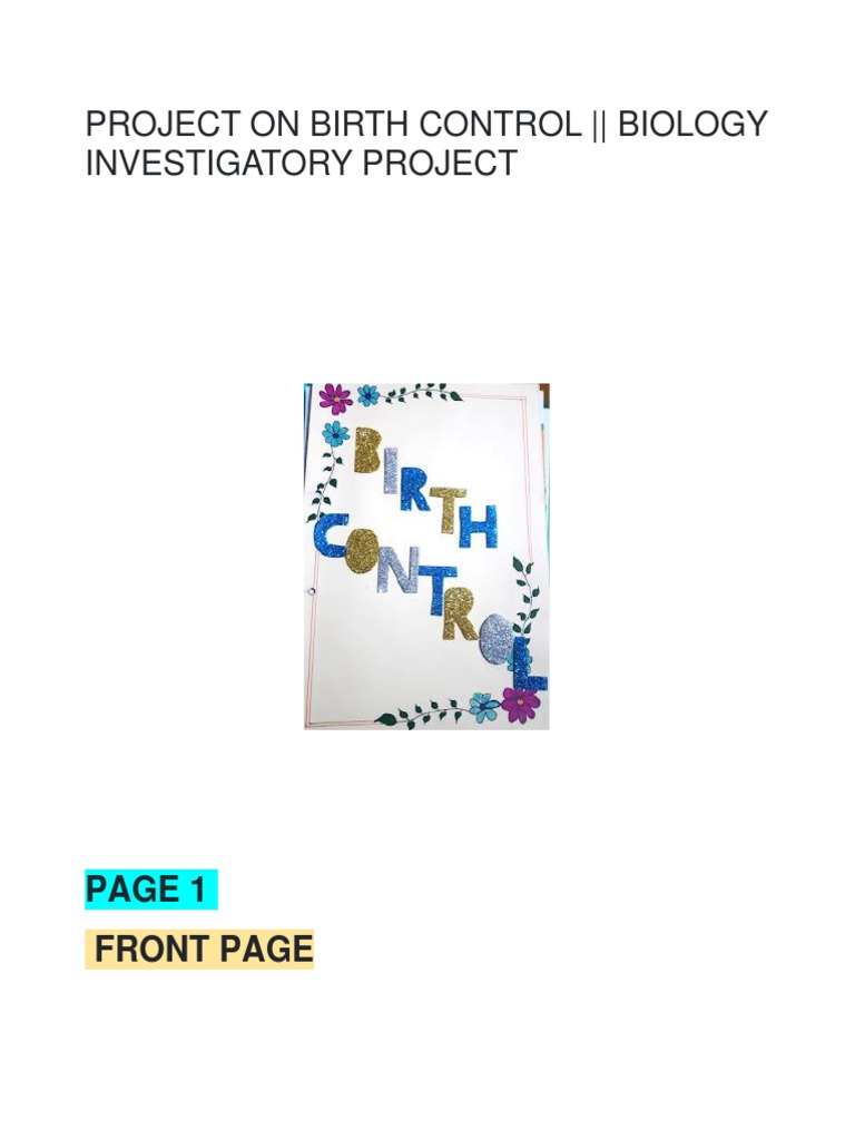 Project On Birth Control | PDF | Birth Control | Combined Oral ...