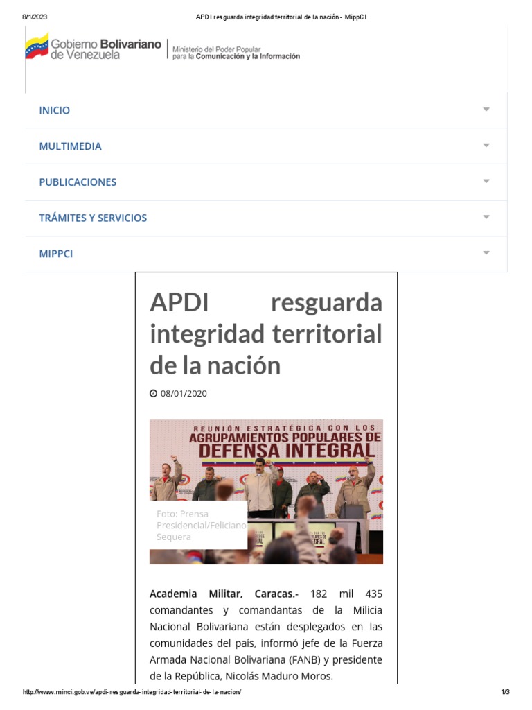 APDI Resguarda Integridad Territorial de La Nación - MippCI | PDF ...