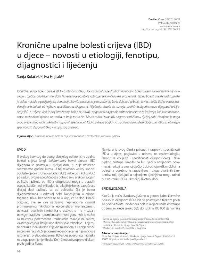 Kronicne Upalne Bolesti Crijeva Ibd U Djece Novosti U Etiologiji ...