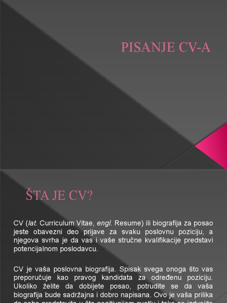 Pisanje Cv-A | PDF