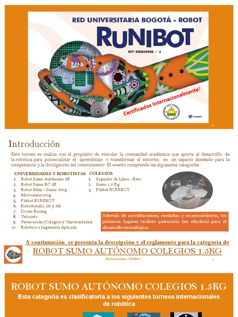 Sumo-Colegios-1.5K RUNIBOT 2022 | PDF | Robot | Robótica