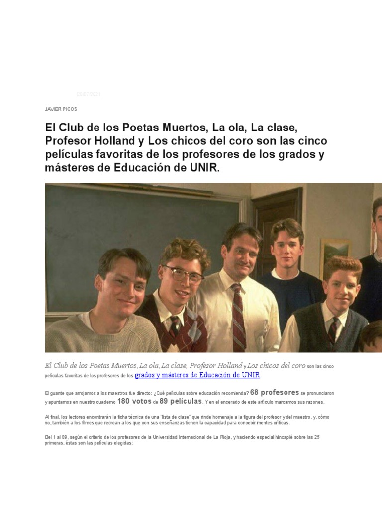 Las 89 Películas Sobre Educación Preferidas de Los Profesores | PDF ...