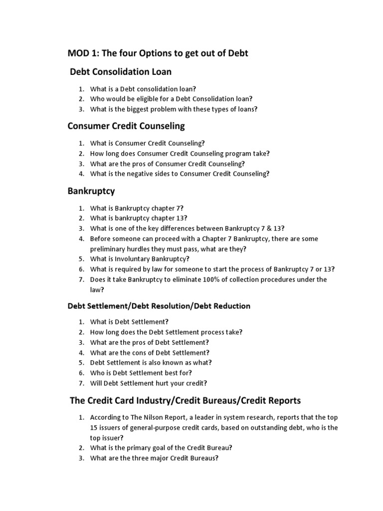 IAPDA Mod 1-5 Training Questions | PDF | Credit History | Credit