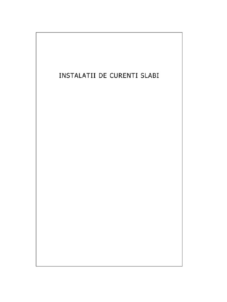 Instalatii de Curenti Slabi | PDF