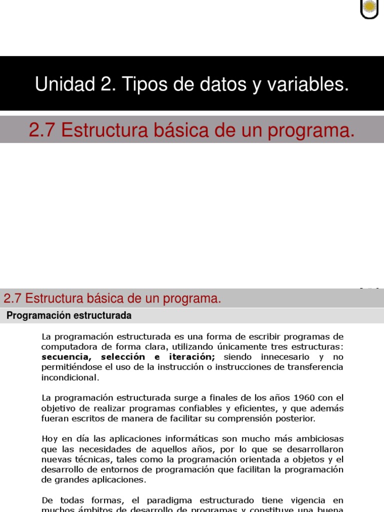 2.7 Estructura Básica de Un Programa. | PDF | Programa de computadora ...
