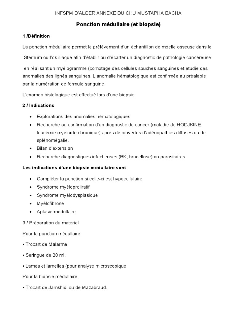 Biopsie Médullaire | PDF | Biopsie | Moelle osseuse