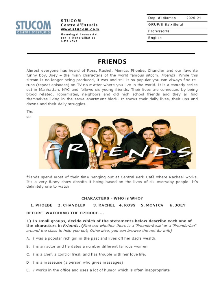 FRIENDS Season 3 The One On The Beach | PDF | Friends | Television ...