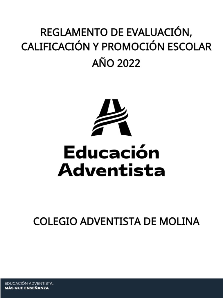 Reglamento de Evaluación, Calificacion y Promoción 2022 Colegio Adventista Molina | PDF ...