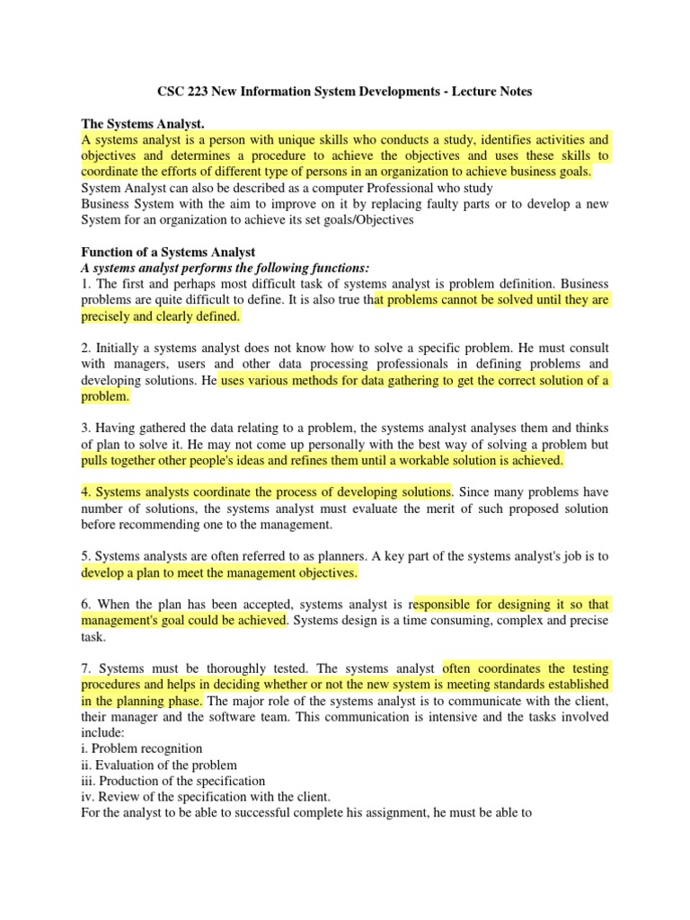 CSC 223 Notes | PDF | Feasibility Study | Intelligence Analysis