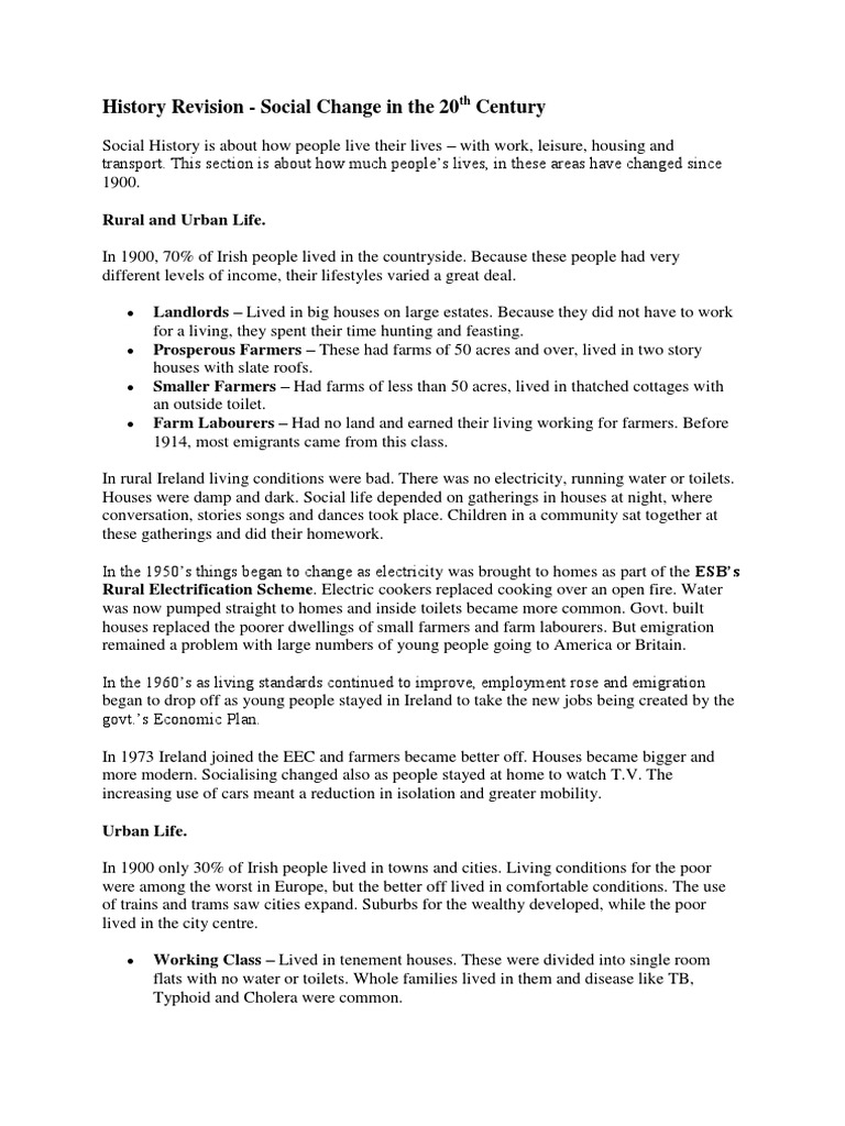 History Revision Social Change in The 20th Century | PDF | Republic Of ...