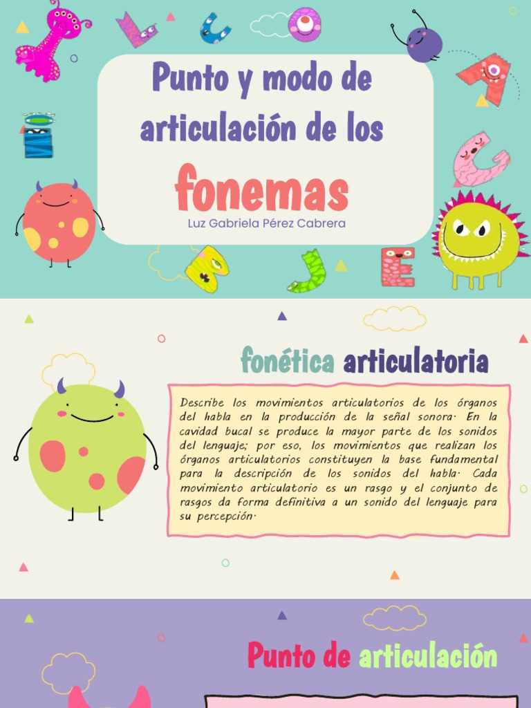Punto y Modo de Articulación de Los: Fonemas | PDF | Vocal | Boca