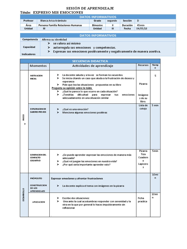 EMOCIONES | PDF | Las emociones | Evaluación