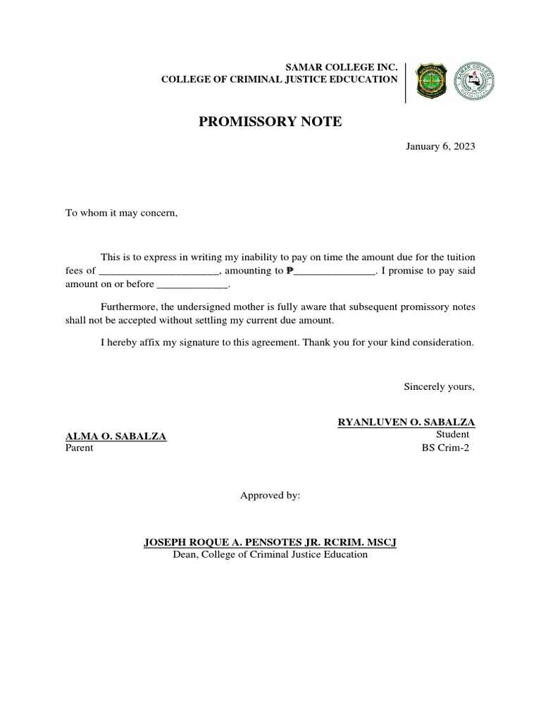 SAMAR COLLEGE INC Promisorry Note | PDF
