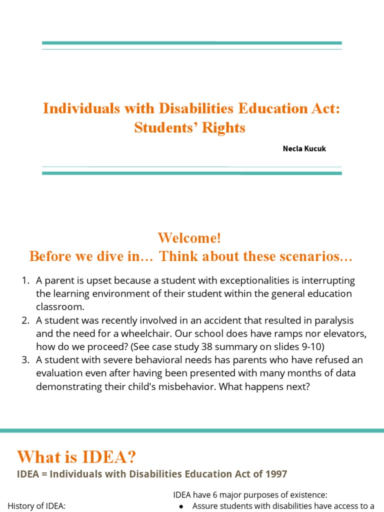 Individuals With Disabilities Education Act: Students' Rights | PDF ...