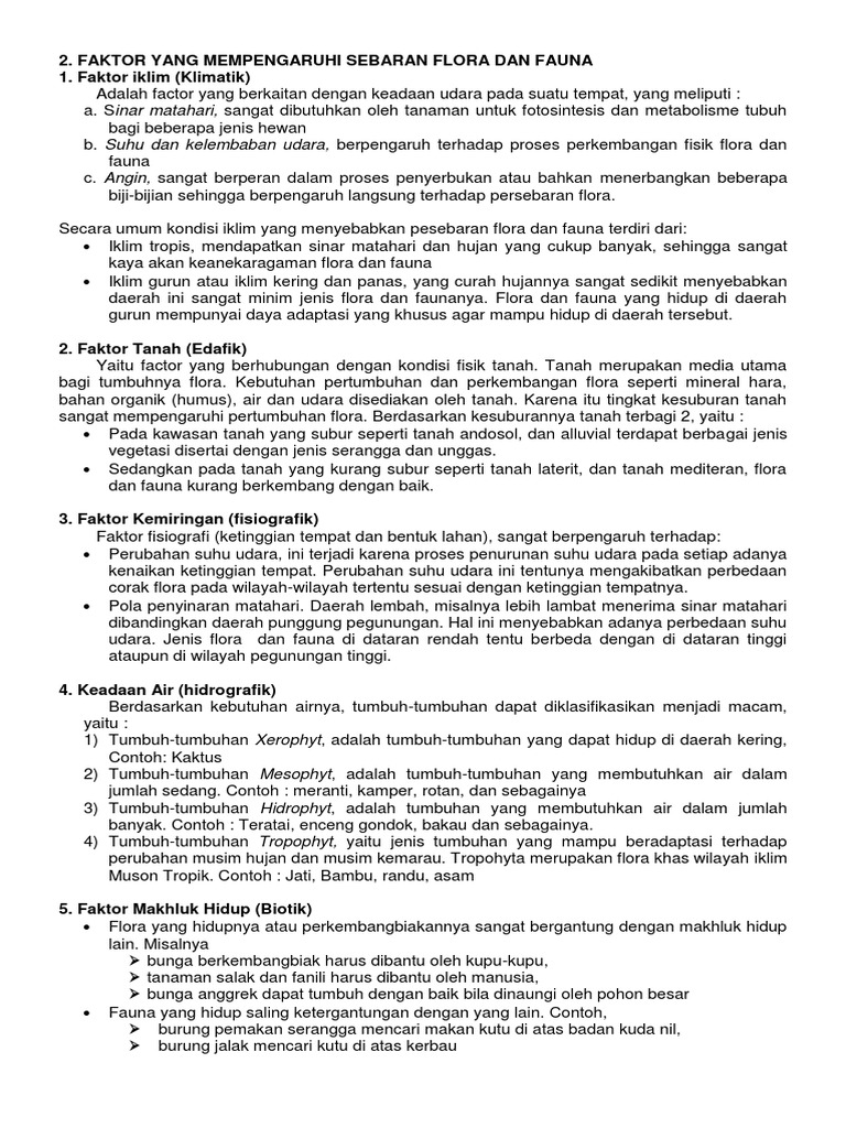 Faktor Yang Mempengaruhi Sebaran Flora Dan Fauna | PDF