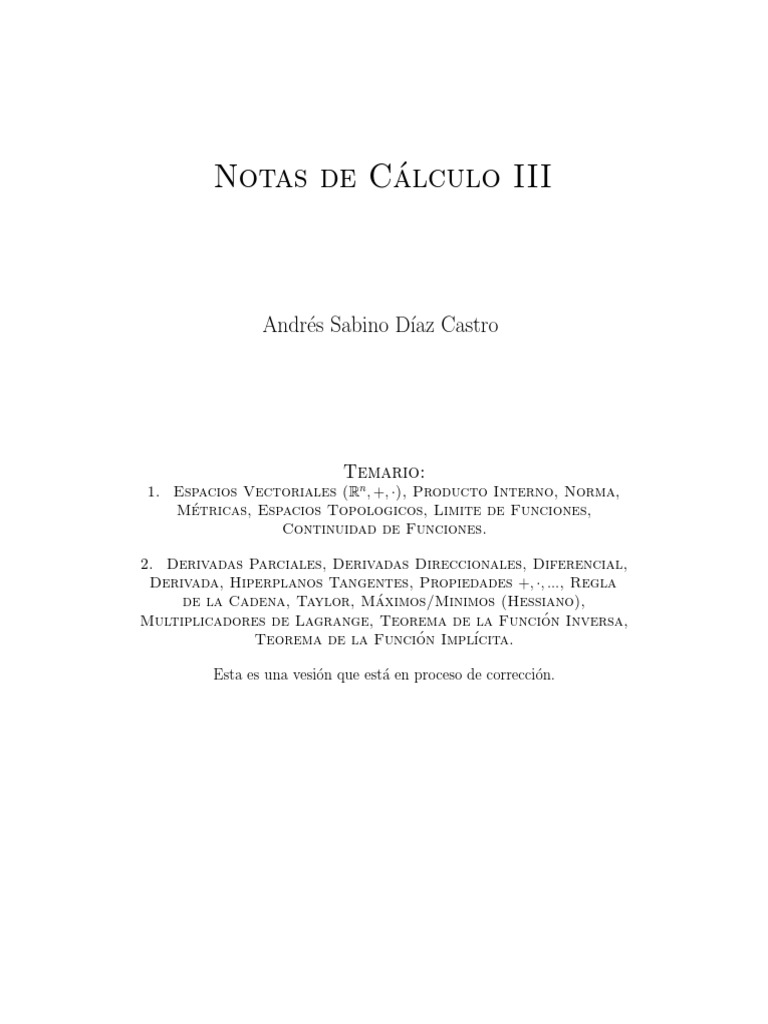 Apuntes Calculo III-1 | PDF | Derivado | Función (Matemáticas)