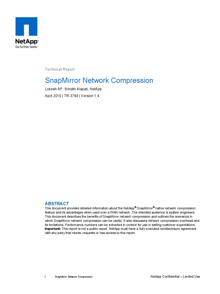 TR-3790 - SnapMirror Network Compression | PDF | Bandwidth (Computing) | Computer Network