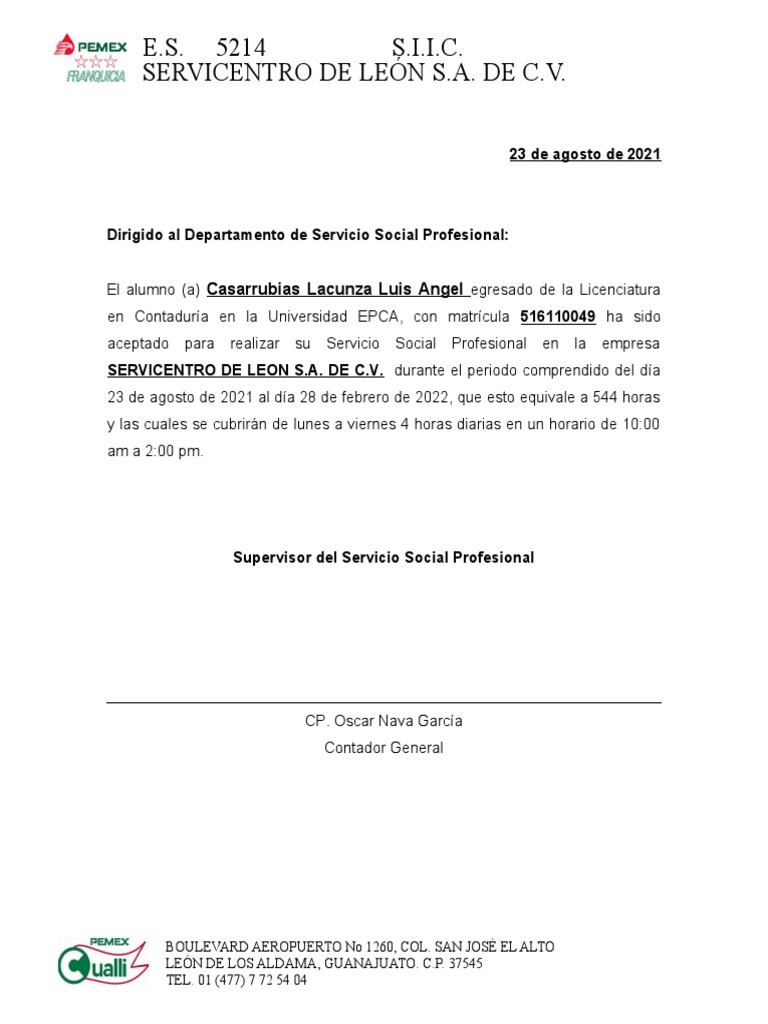 Carta de Inicio | PDF