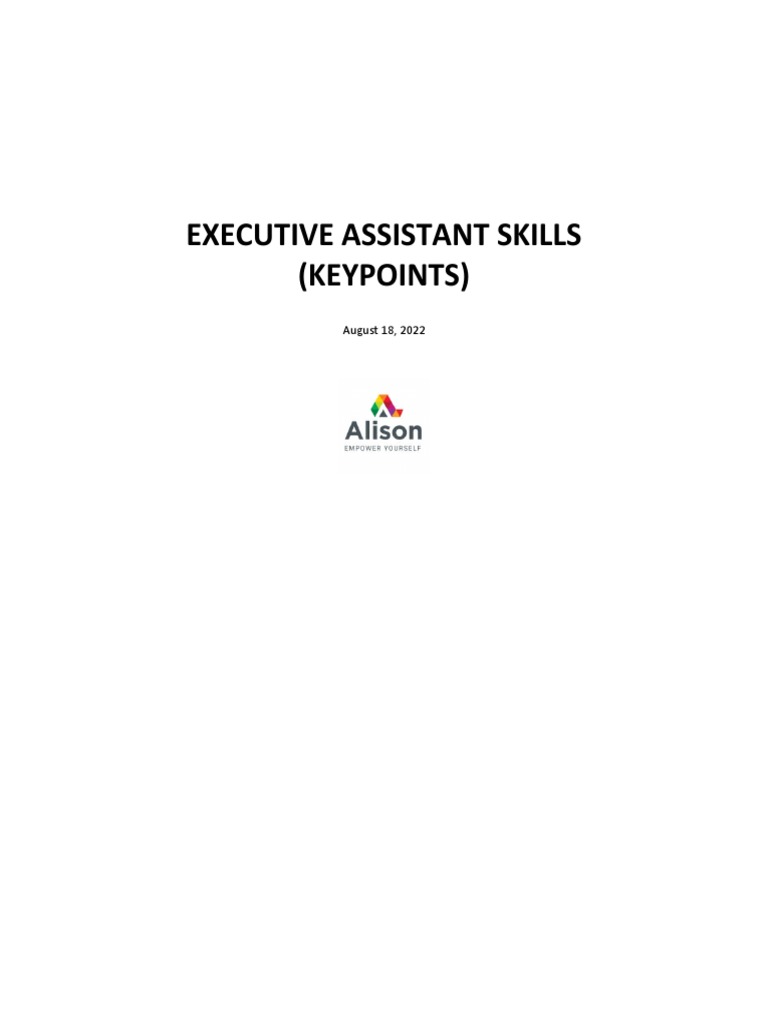 Executive Assistant Skills (Keypoints) | PDF | Attention | Communication