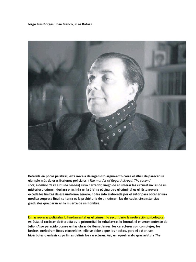 Borges - Prologo A Las Ratas de José Bianco | PDF | Novelas