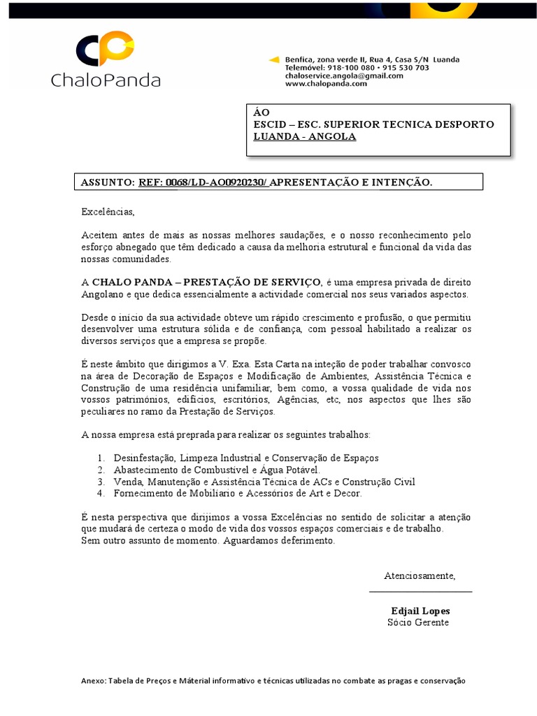 Carta Apresentação Ref 0068 Ld-Ao0920220_escid | PDF