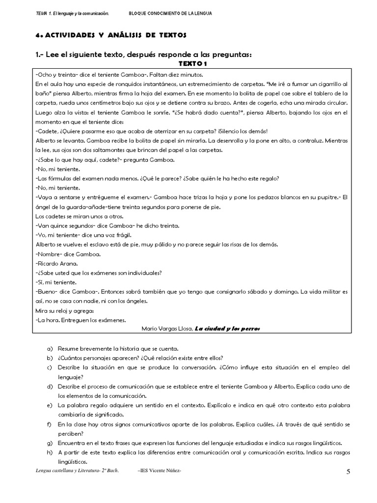 Tema 1 El Lenguaje y La Comunicacion-5 | PDF | Comunicación | Palabra