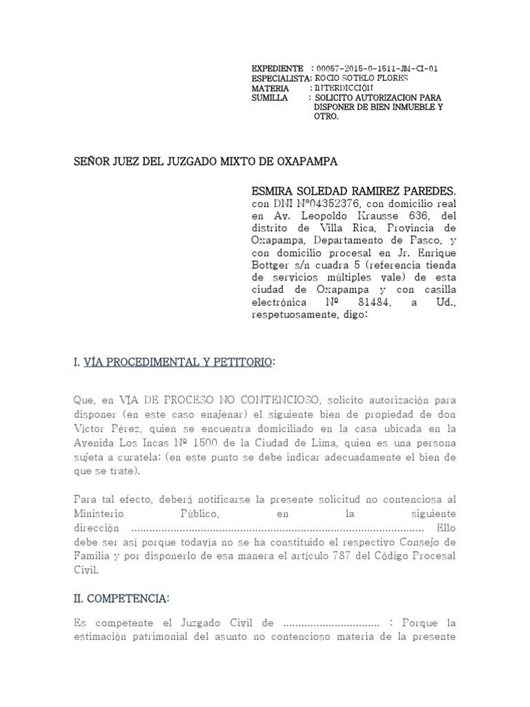 Escrito de Autorizacion Judicial | PDF | Ley procesal | Guardián legal