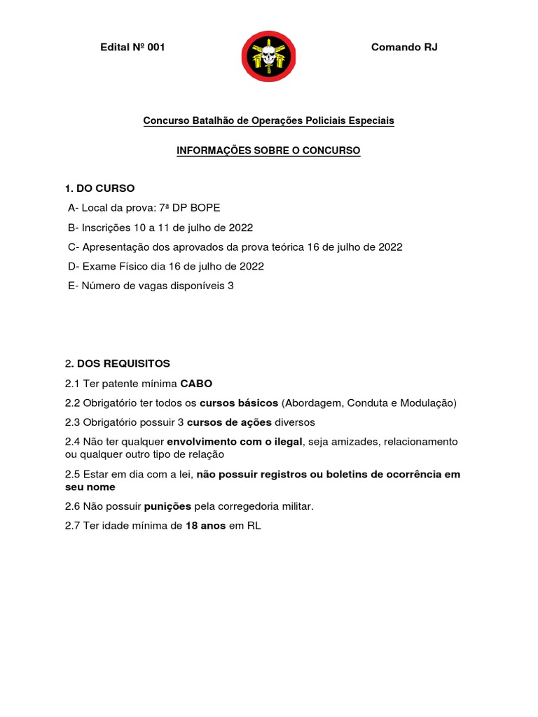 Edital Do Bope | PDF | Direito