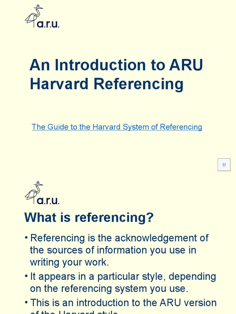 ARU Harvard Referencing - Narrated PowerPoint | PDF | Academic Journal ...