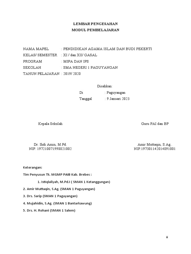 LEMBAR PENGESAHAN Modul | PDF