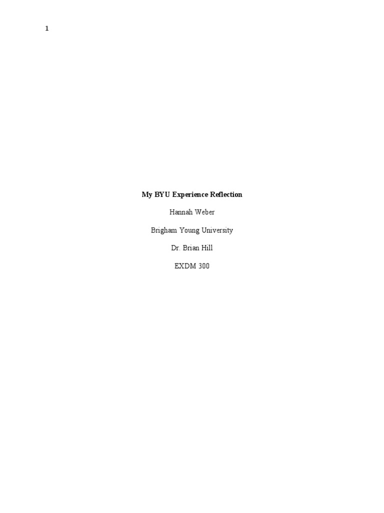 BYU Experience Reflection | PDF | Experience