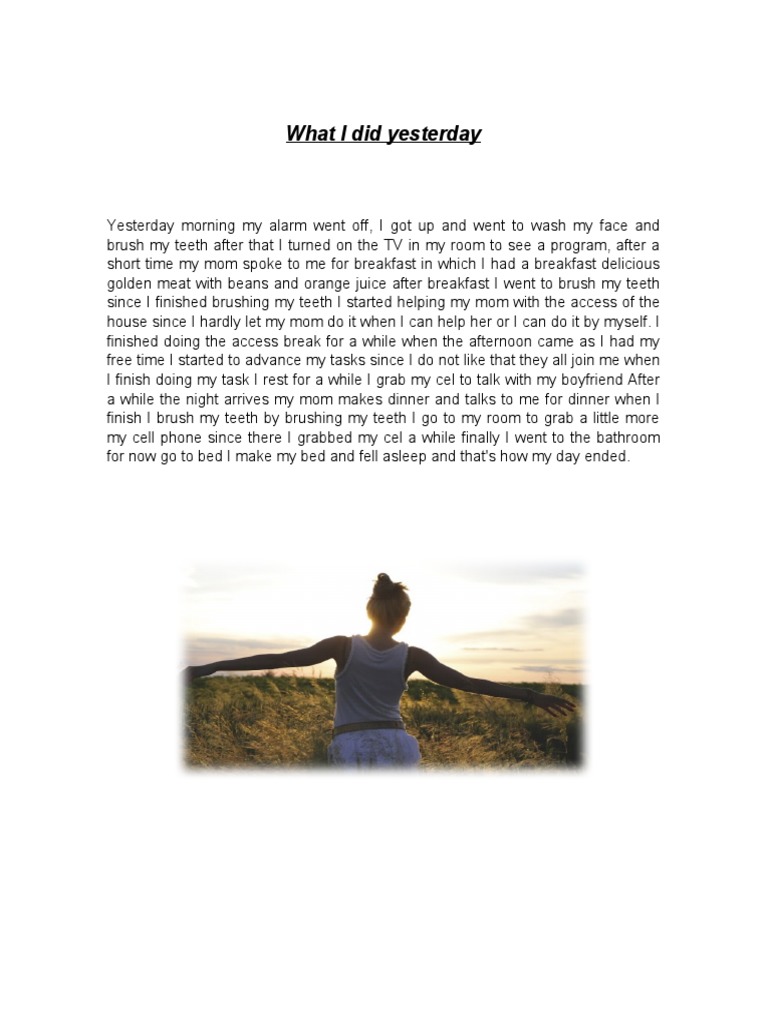 My Yesterday Activities Summary | PDF
