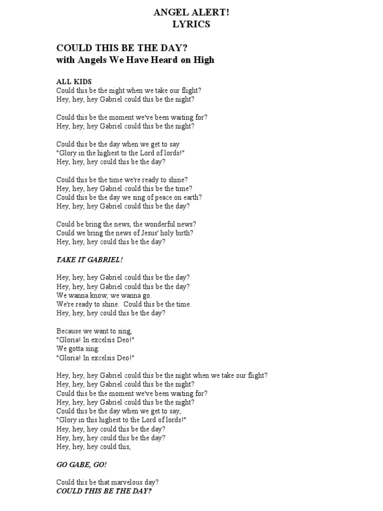 Angel Alert- Lyrics | PDF | Jesus | Glory (Religion)