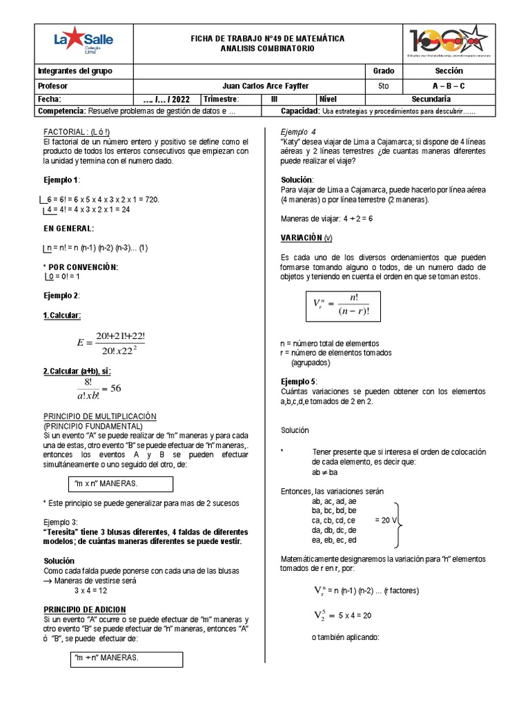 FT49 Analisi Combinat | PDF | Permutación | Combinatoria
