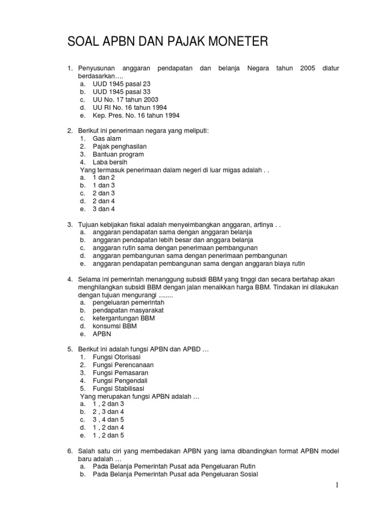 Soal Apbn | PDF