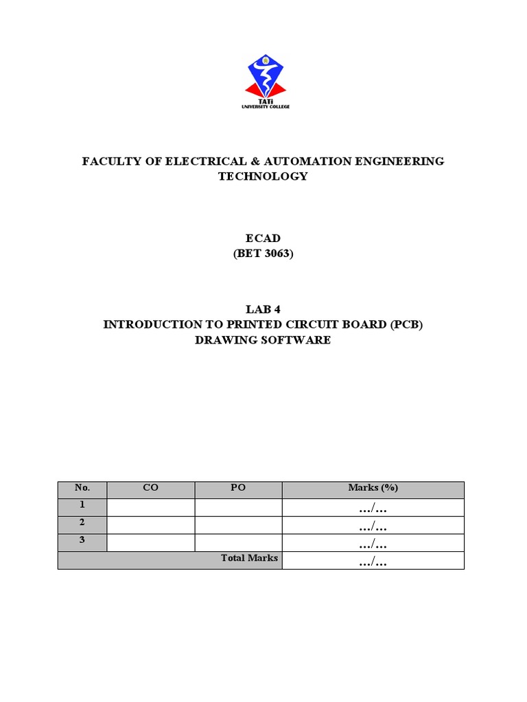 Lab 4 - Introduction To Printed Circuit Board (PCB) Drawing Software | PDF | Printed Circuit ...