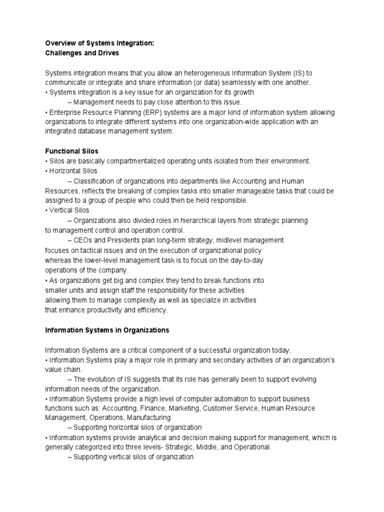 Itec54 System Integration And Architecture 1 Overview System Integration Pdf Enterprise
