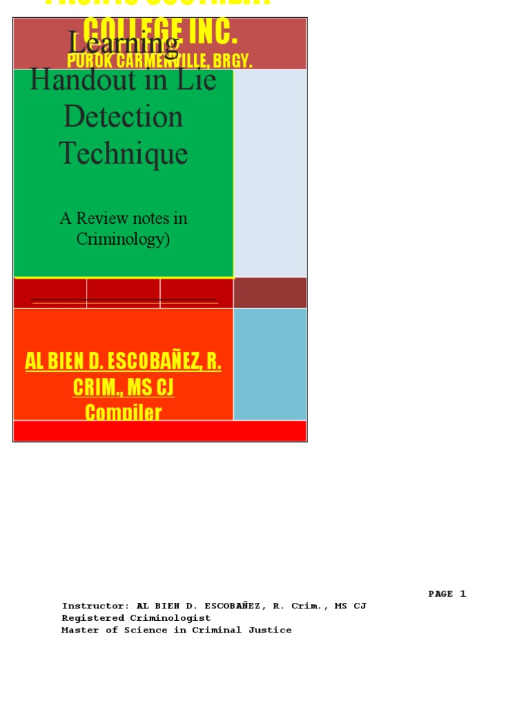 Notes in Lie Detection Final | PDF | Polygraph | Nervous System