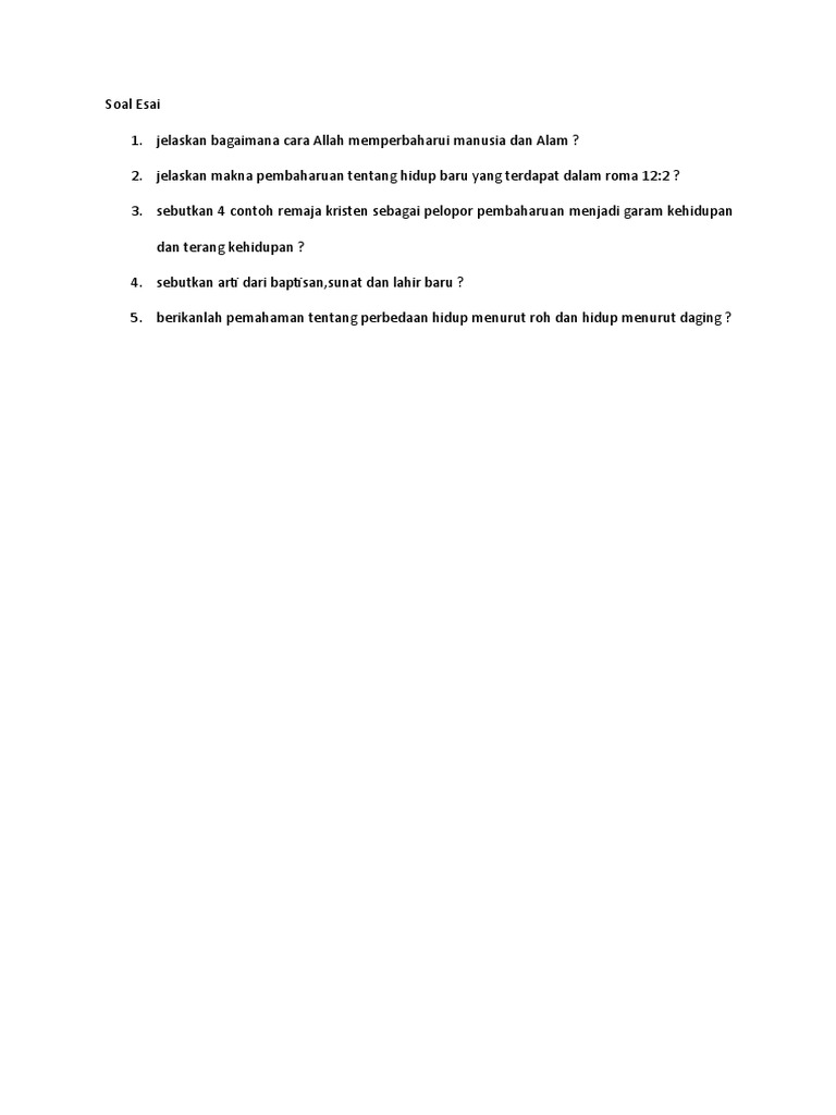 Soal Esai | PDF | Agama & Spiritualitas