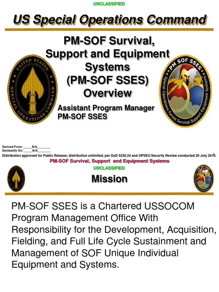 An Overview of the US Special Operations Command PM-SOF Survival ...