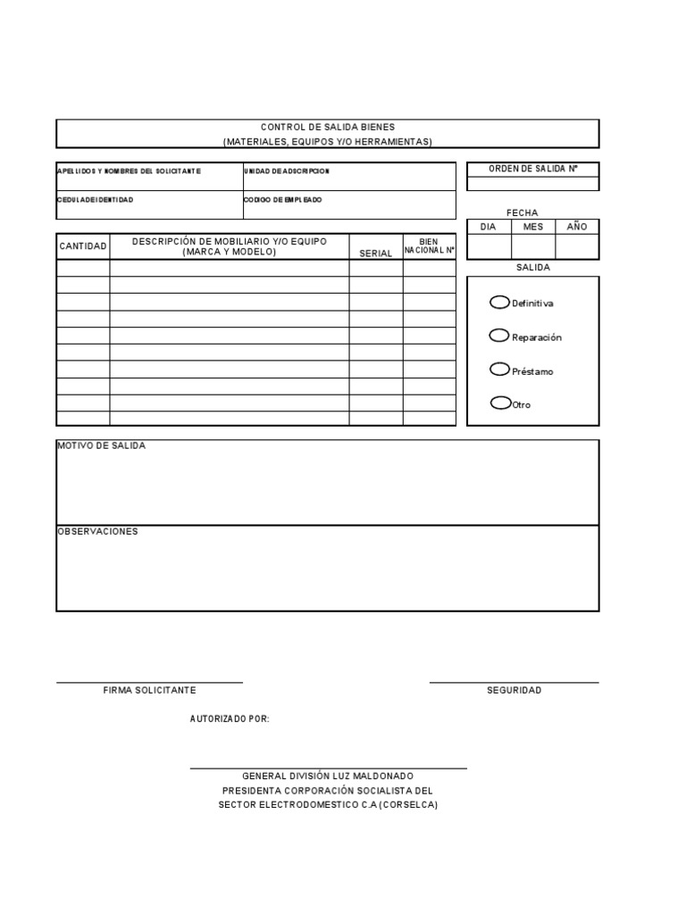 Nota de Salida | PDF