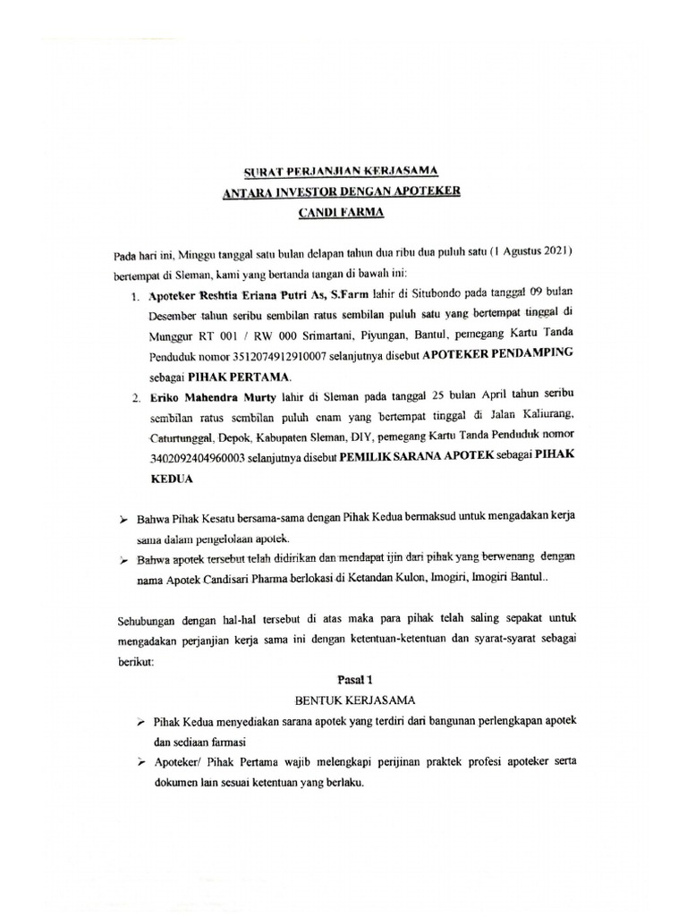 Surat Perjanjian Kerjasama Aping | PDF